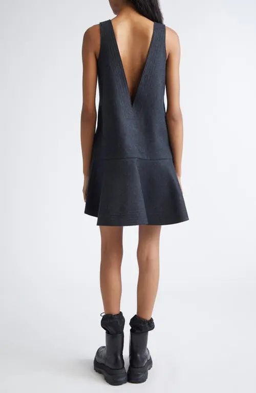 Sacai Wool Melton Bustier Minidress In Charcoal Gray - 75% Off